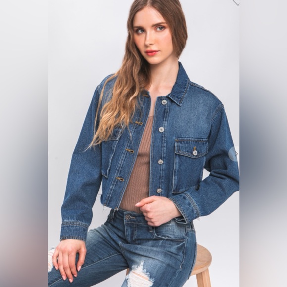 Love Tree | Jackets & Coats | Love Tree Raw Hem Button Up Cropped Denim ...
